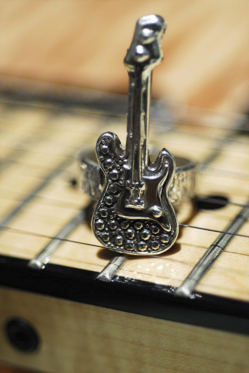 Guitar Ring Rock and Roll in Sterling Silver - Etsy