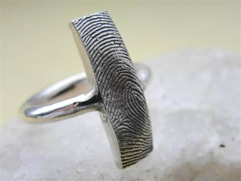 Fingerprint Ring Jewelry Thumbprint Band Personalized Sterling Silver ...
