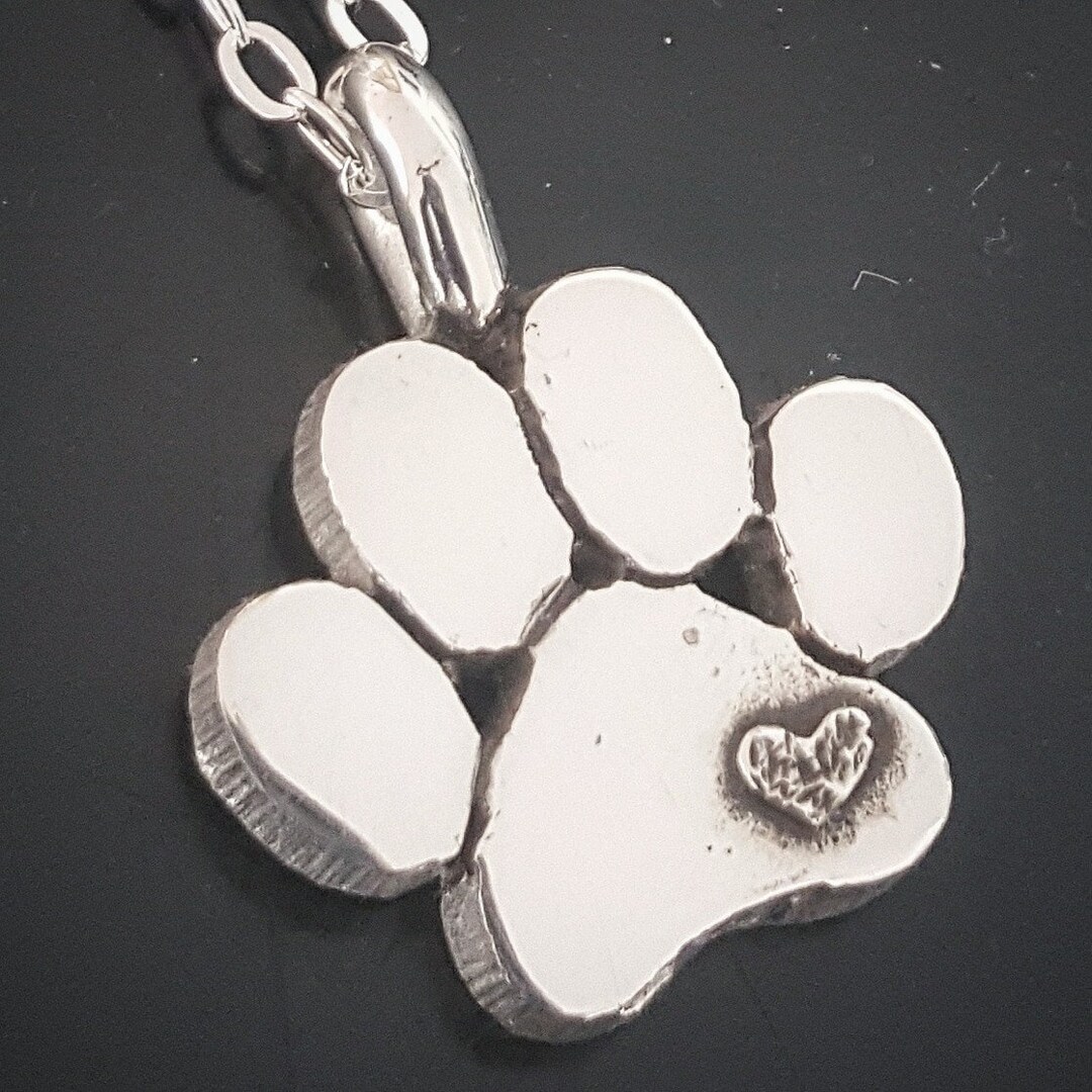 Paw Print Necklace Pawprint Sterling Silver Art Pendant - Etsy