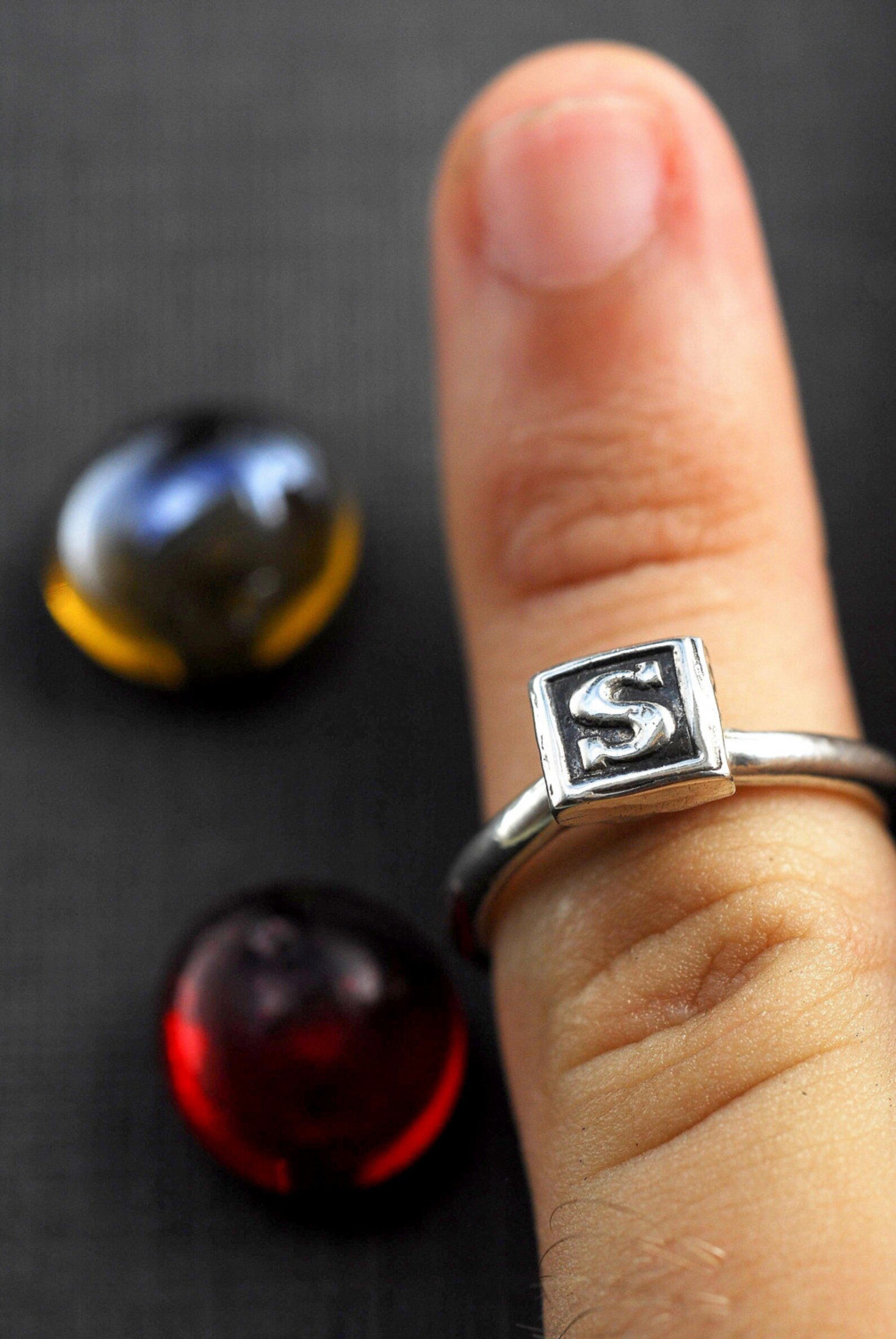 Initial Ring in Letter S Sterling Silver - Etsy