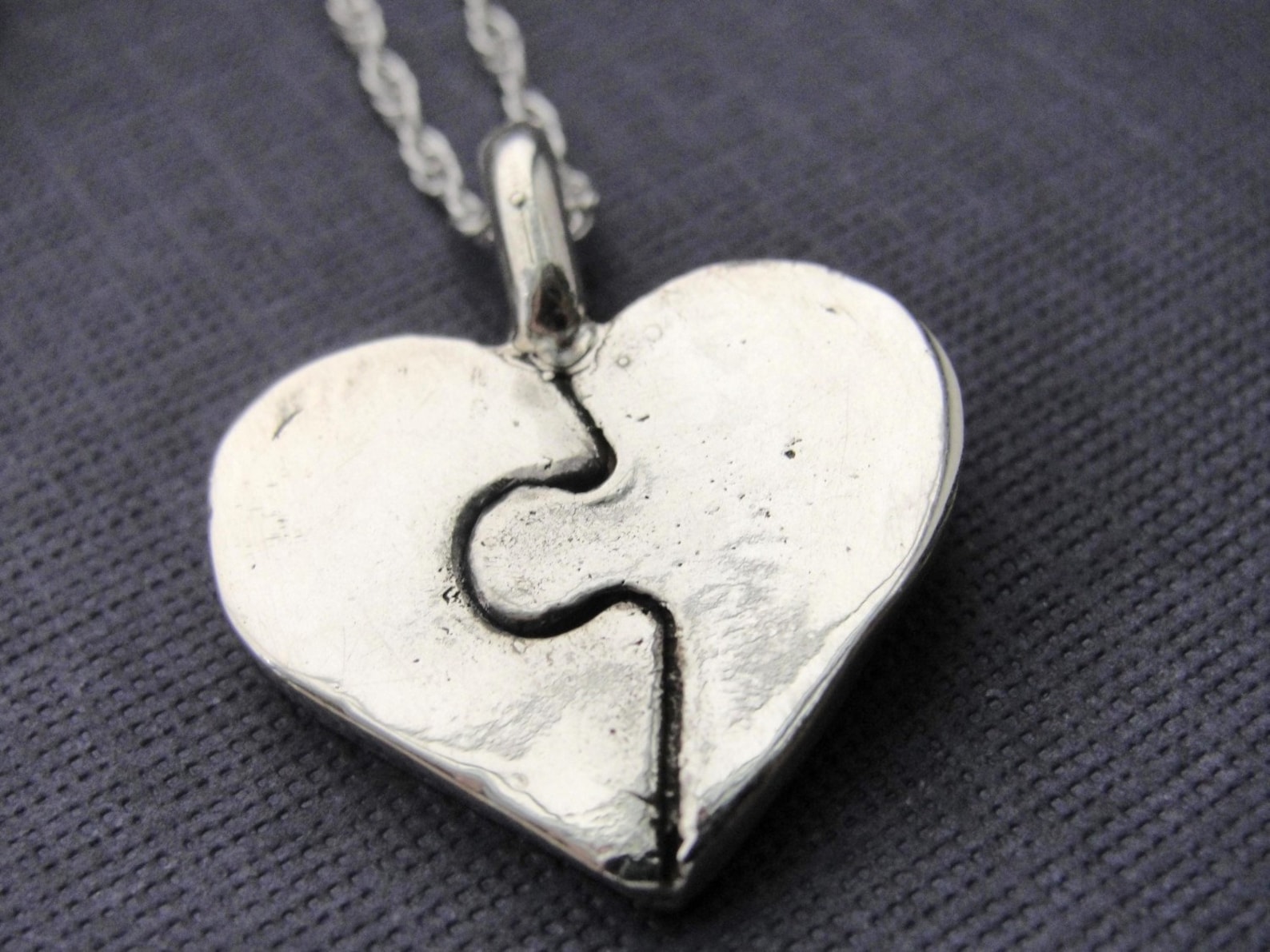 Puzzle Piece Heart Necklace in Sterling Silver Personalized - Etsy
