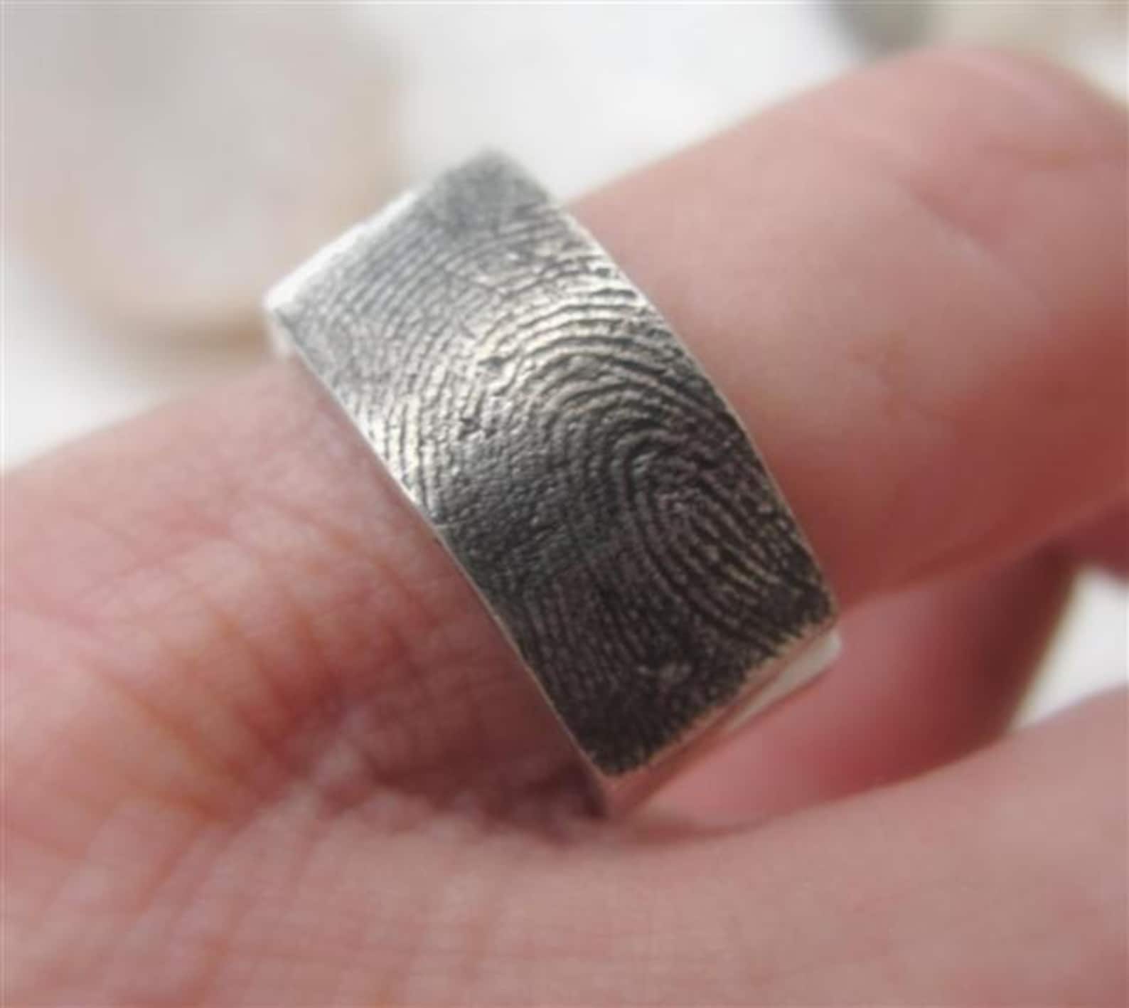 Fingerprint Ring Wedding Band Jewelry in Sterling Silver Personalized ...