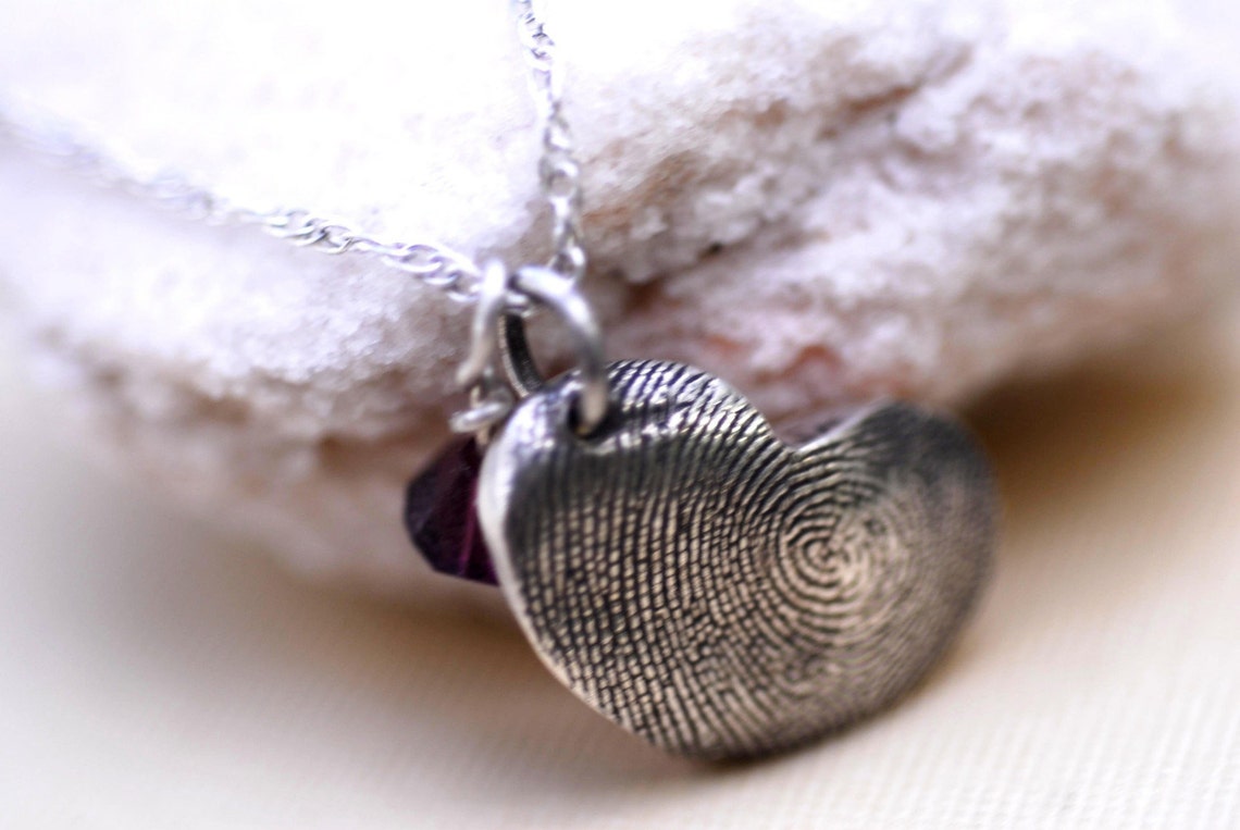 Fingerprint Necklace Thumbprint in Sterling Silver Personalized - Etsy
