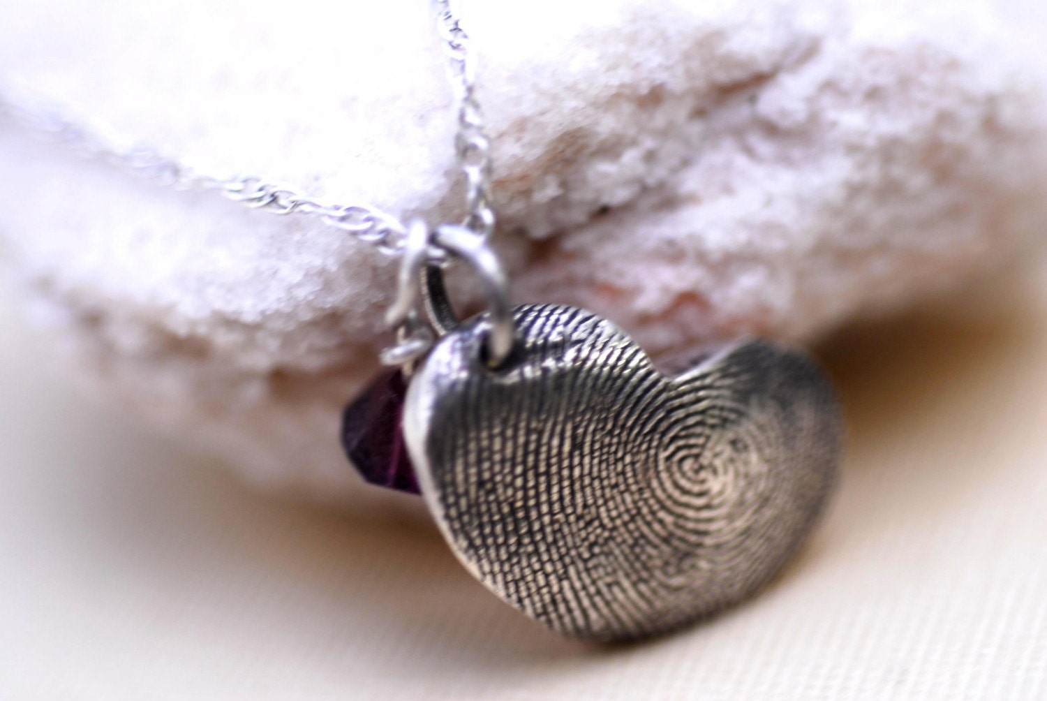 Fingerprint Necklace Thumbprint in Sterling Silver | Etsy