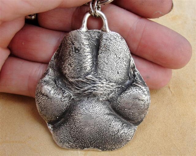 Paw Print Keychain Dog Paw Key Chain Personalized in Sterling | Etsy