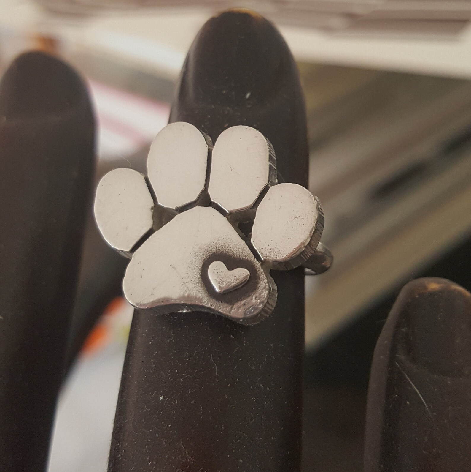Paw Print Ring Pawprint Sterling Silver Art Band - Etsy
