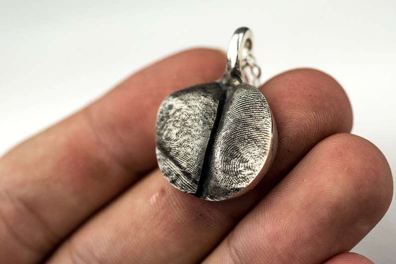 Double Fingerprint Necklace Oval Round Shape Sterling Silver | Etsy