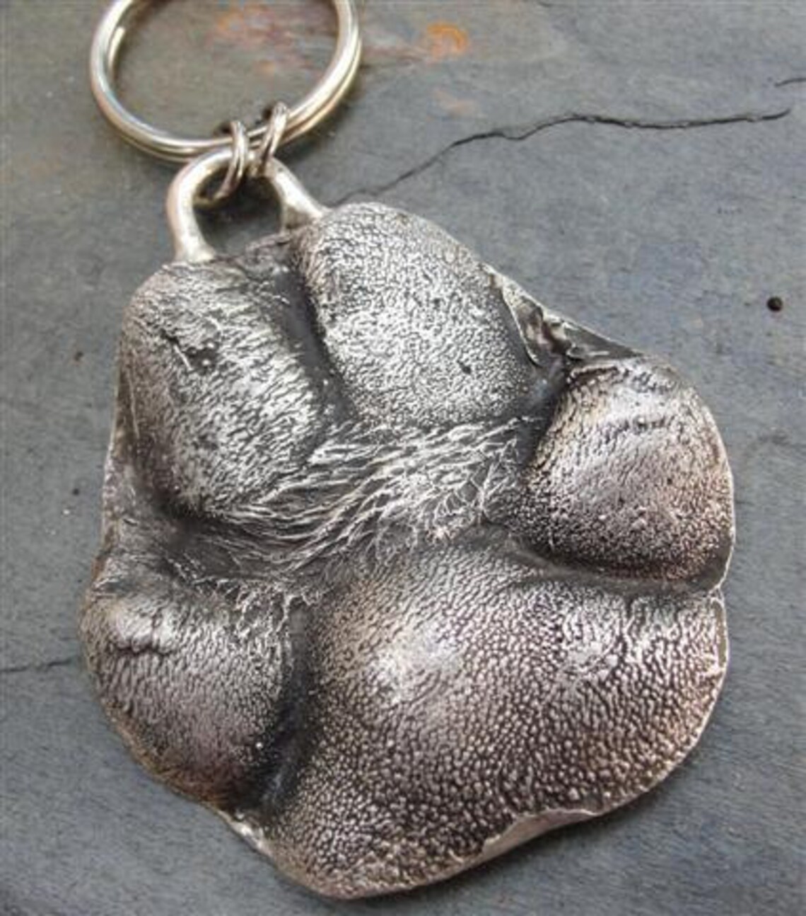 Paw Print Keychain Dog Paw Key Chain Personalized in Sterling - Etsy