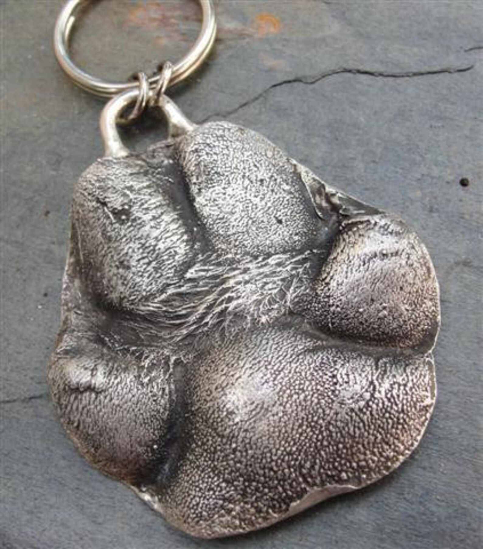 Paw Print Keychain Dog Paw Key Chain Personalized in Sterling - Etsy