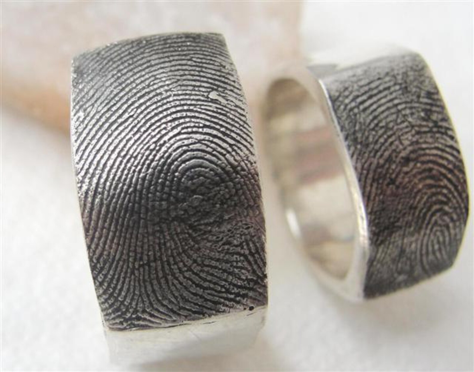 Fingerprint Ring Wedding Band Jewelry in Sterling Silver Personalized ...