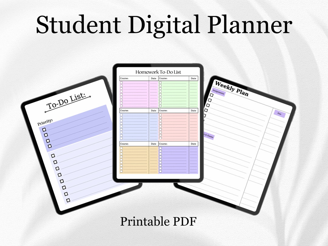 Student Weekly Planning Homework Designs Printable Planning Academic ...