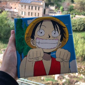 Anime Canvas Painting, Custom, One Piece, Acrylic Hand Made, Luffy - Etsy
