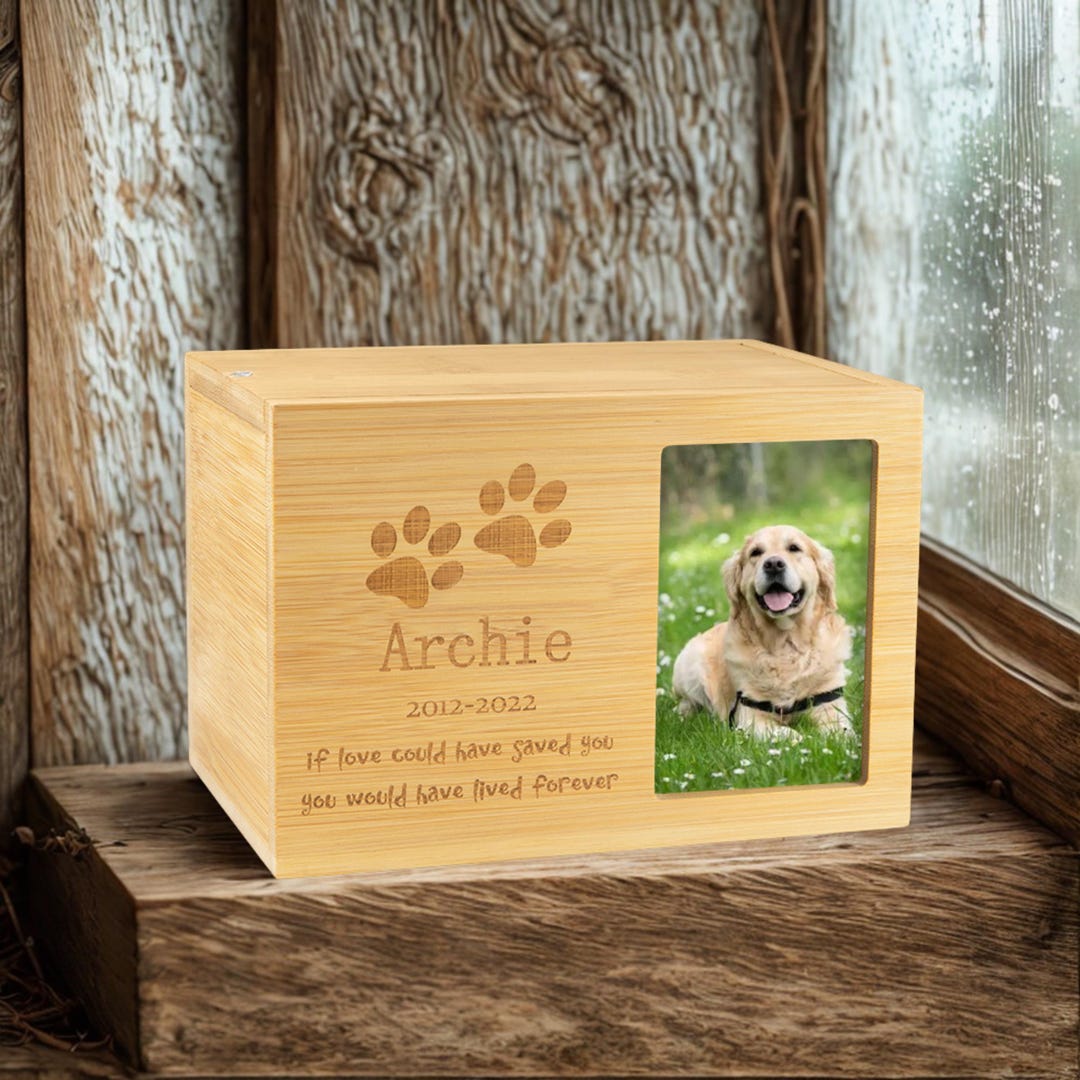 Custom Dog Urn Memory Box for Pet Ashes Box With Engraving Pet Keepsake ...