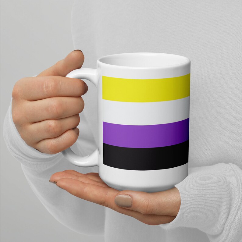 Non-binary Pride Flag White Glossy Mug, Lgbt Cup, Lgbtq Mug, Pride Cup ...