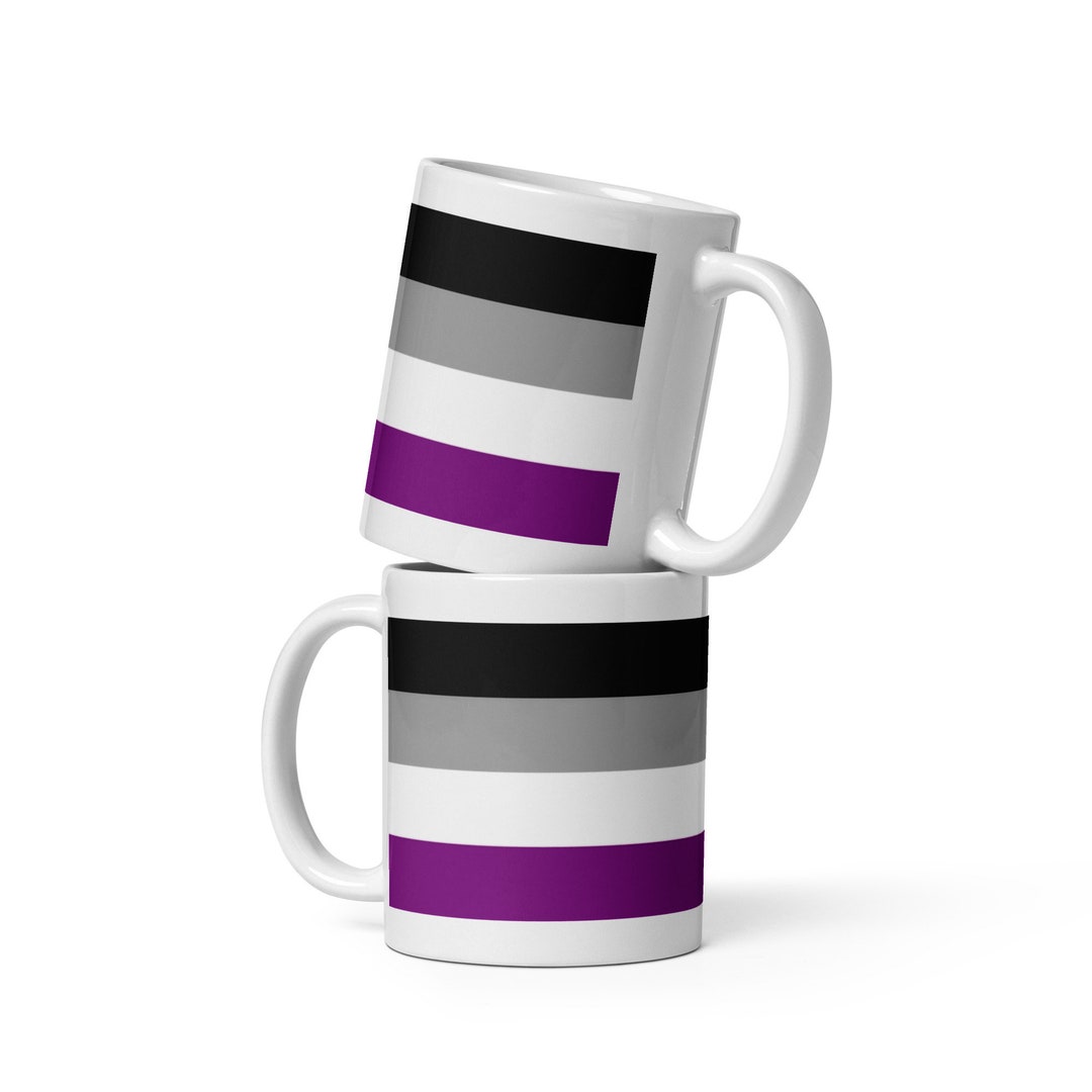 Asexual Pride Flag White Glossy Mug, Lgbt Cup, Lgbtq Mug, Pride Cup ...