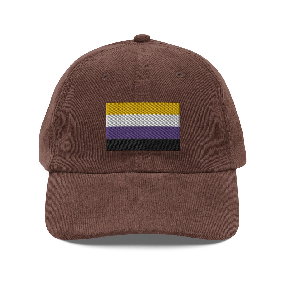 Non-binary Pride Flag Embroidery Vintage Corduroy Cap, Lgbt Hat, Lgbtq ...