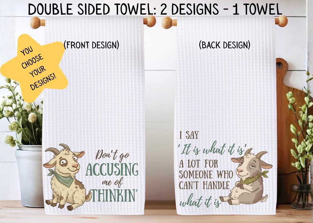 Funny Goat Kitchen Towel – Double-sided Waffle Weave Design - Etsy