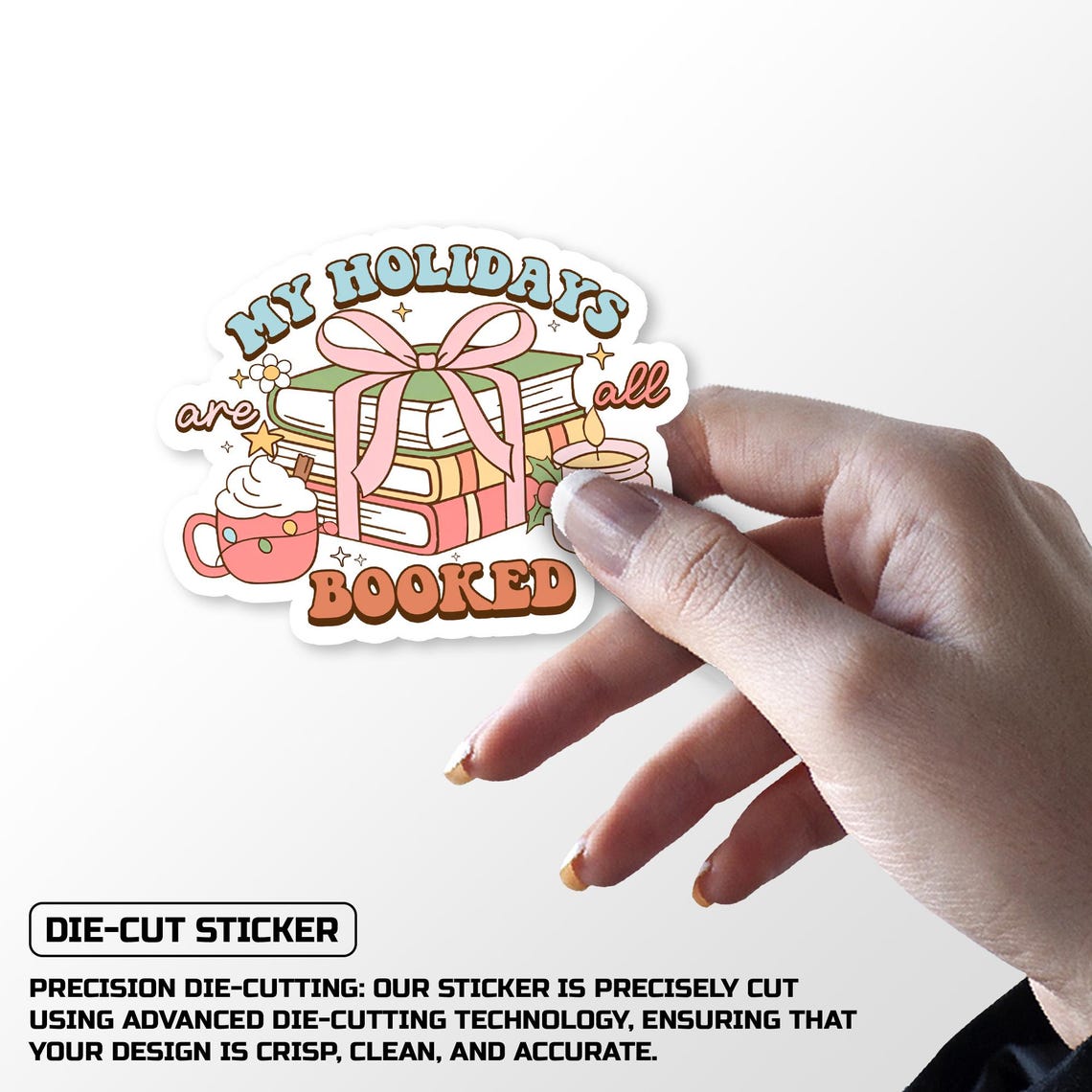 My Holidays Are All Booked Sticker, Christmas Book Stickers Xmas Cute ...