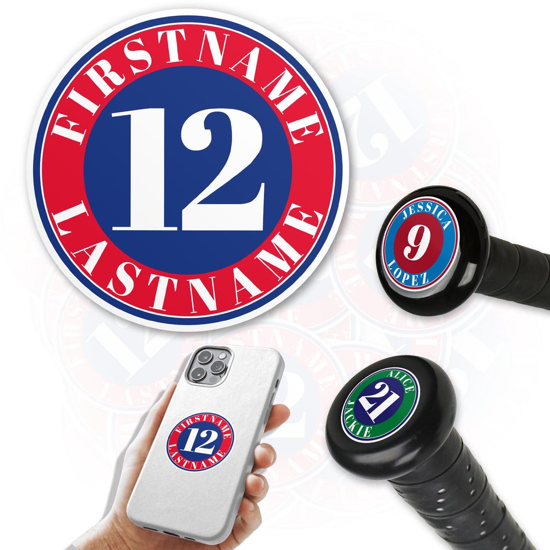 Custom Bat Knob Decals, Personalized Name Number for Baseball, Softball ...