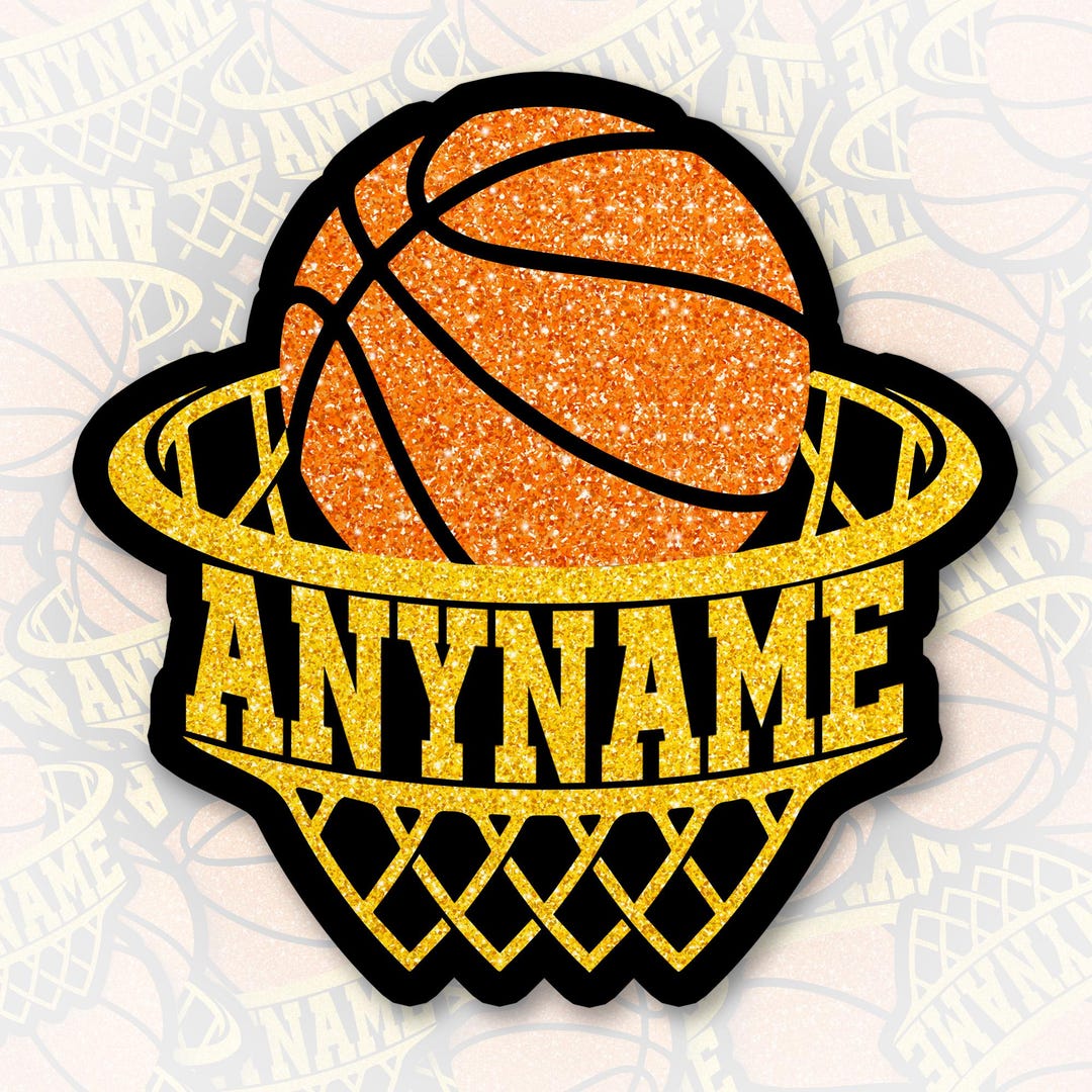 Custom Basketball Name Glitter Sticker, Personalized Basketball Name ...