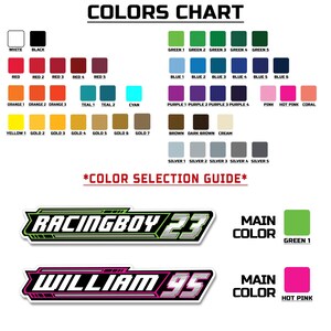 Custom Racing Name, Number Decal Sticker, Personalized Racing Cars ...