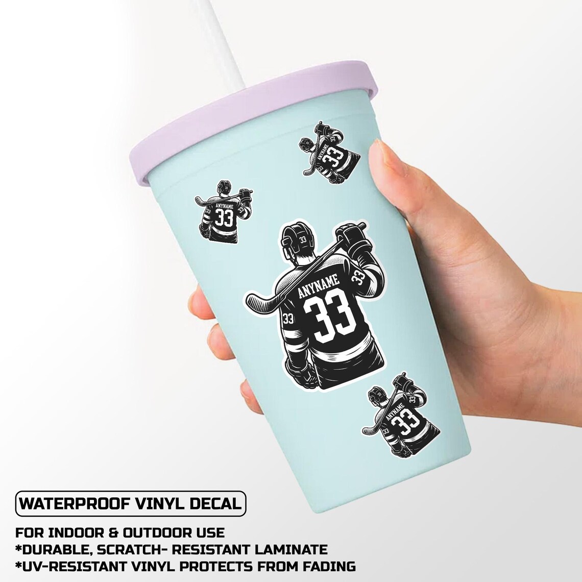 Custom Hockey Name Sticker, Player Backside Side Sticker, Personalized ...