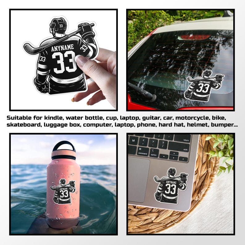 Custom Hockey Name Sticker, Player Backside Side Sticker, Personalized ...