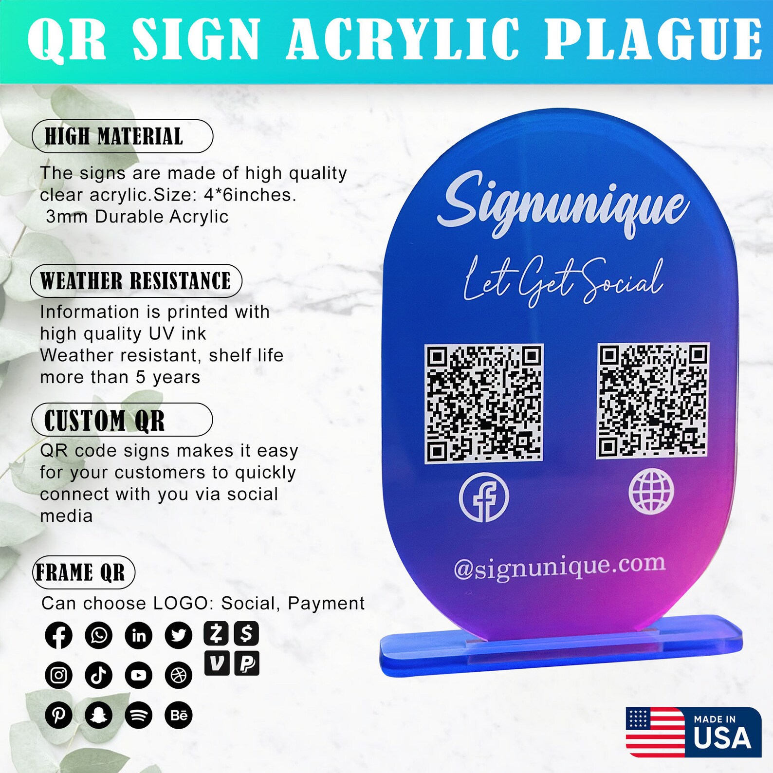 Custom QR Code Sign, Personalized QR Sign, Payment Method Sign, QR Code ...