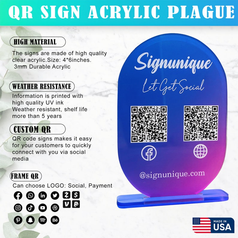 Custom QR Code Sign, Personalized QR Sign, Payment Method Sign, QR Code ...