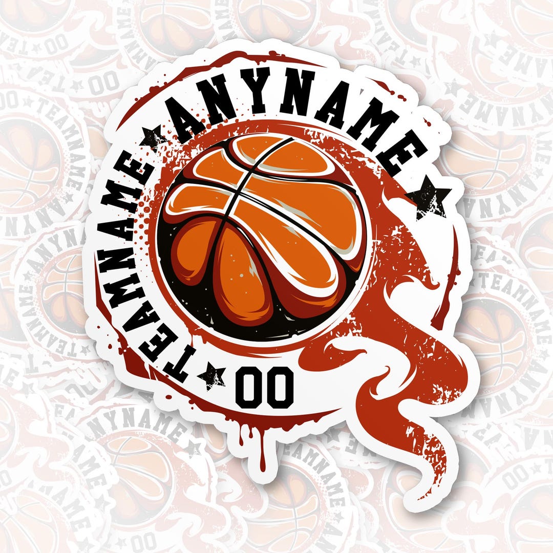 Custom Basketball Name and Team Name Sticker, Personalized Basketball ...