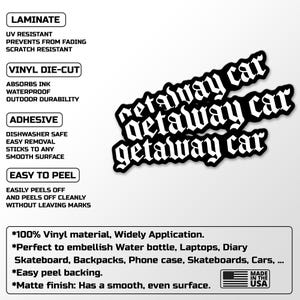 Getaway Car Sticker, Red Funny Cars Window Decal for New Driver, Car ...