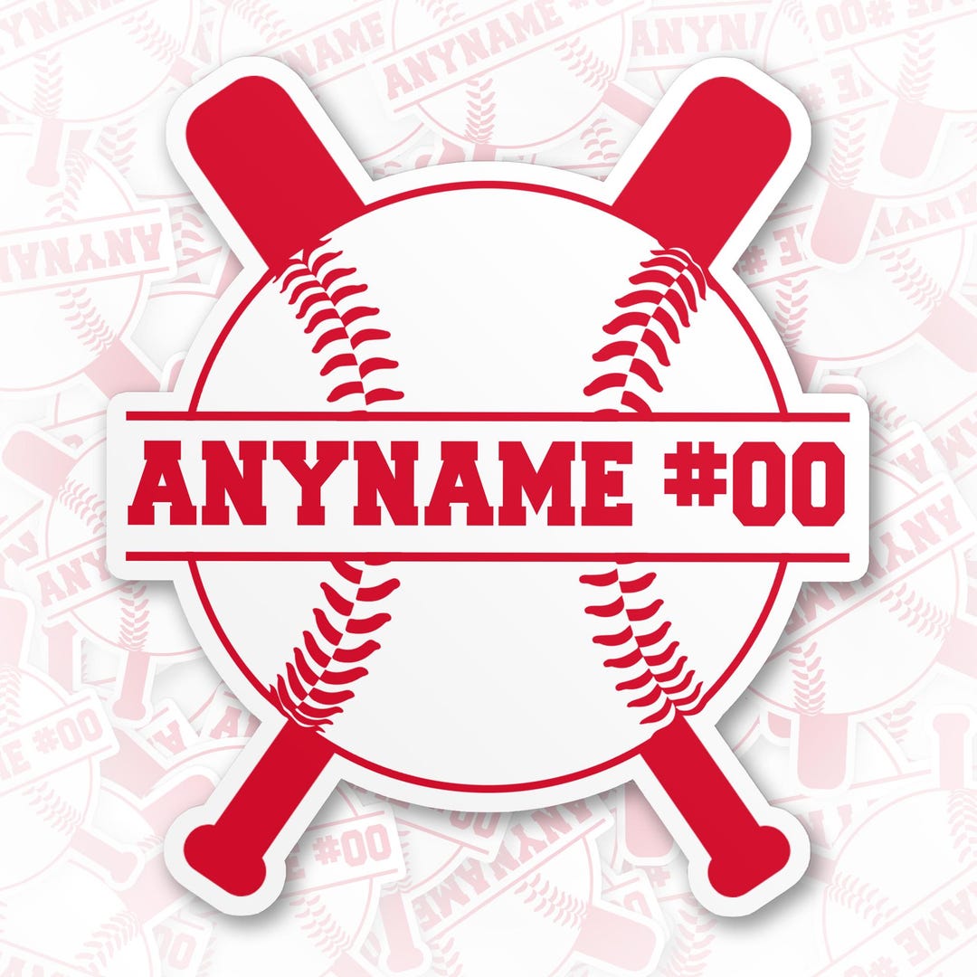 Baseball Decal, Baseball Softball Sticker, Custom Name Baseball Number ...