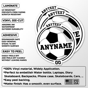 Personalized Soccer Decal Sticker, Custom Soccer Name Stickers, Player ...