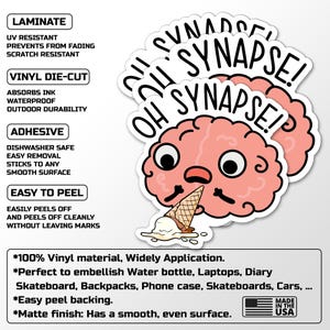 Oh Synapse Sticker, Funny Brain Stickers, Mental Health Anxiety Sticker ...