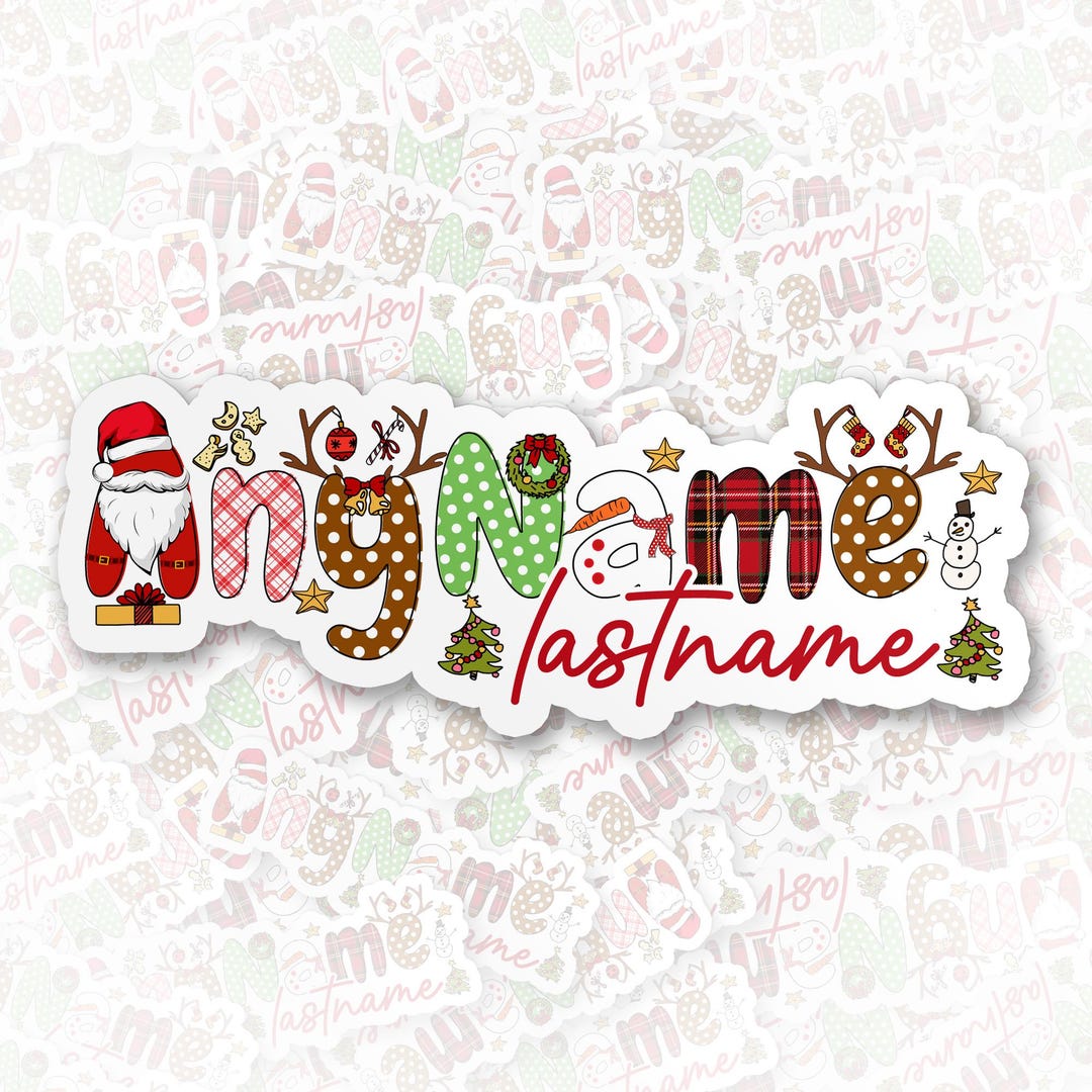 Personalized Christmas Name Sticker, Custom Christmas Family Name ...