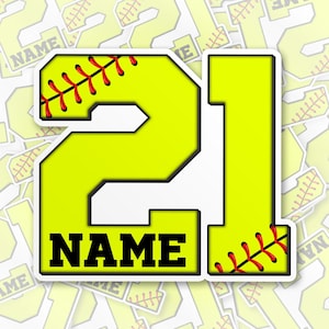 Custom Softball Name Sticker, Personalized Name Number Baseball ...