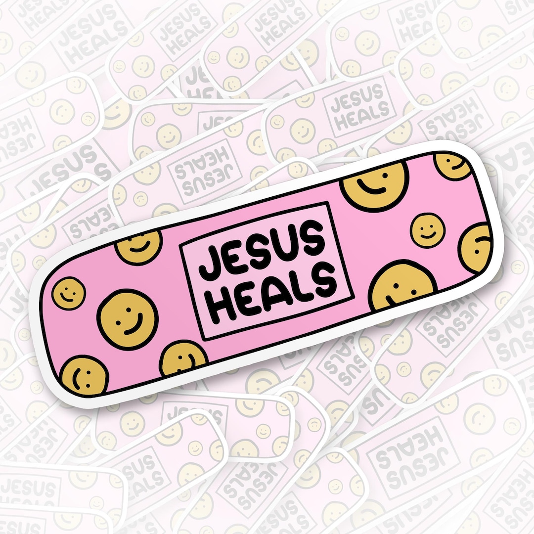 Jesus Heals Band Aid Sticker, Cross, Catholic, Mental Health, Christian ...