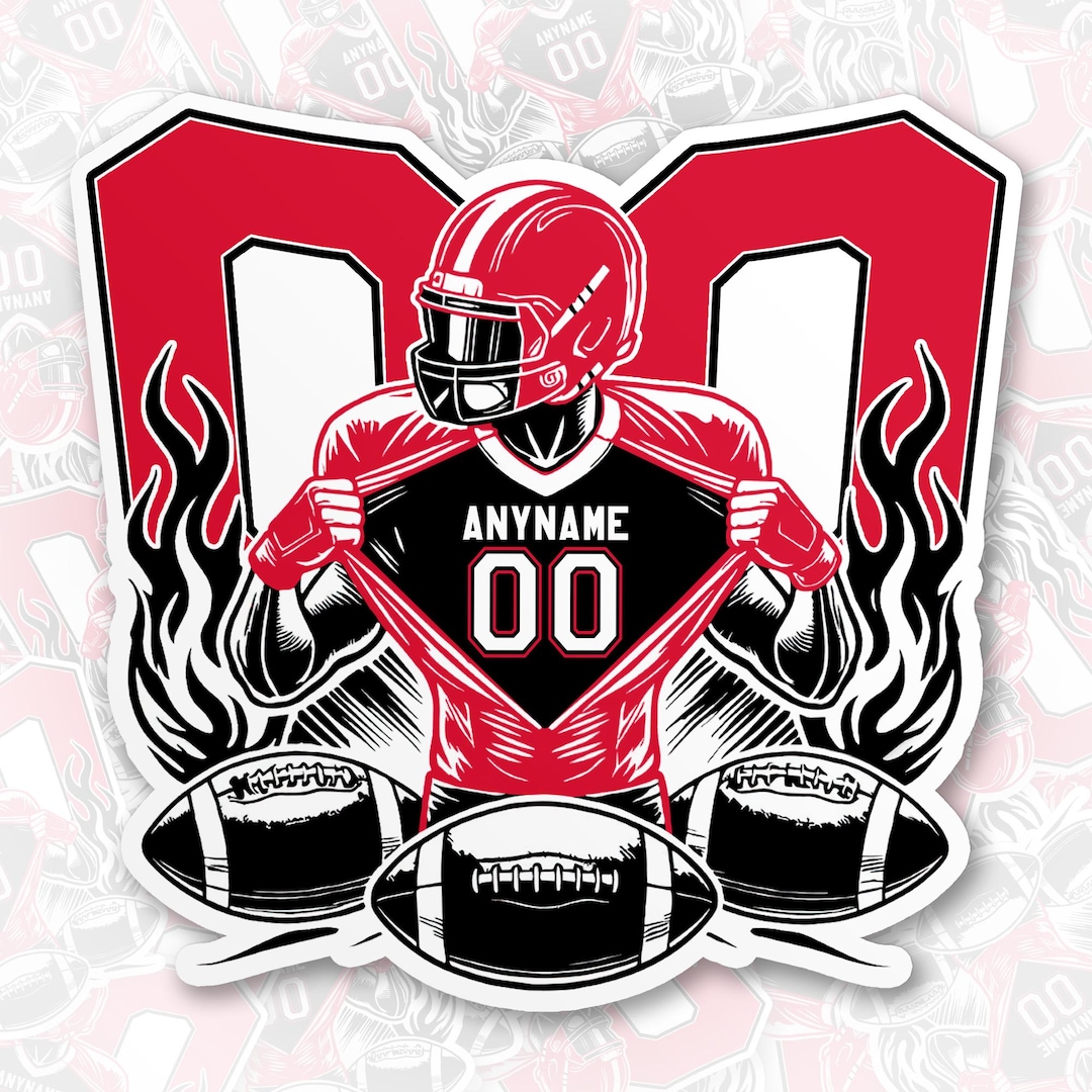 Custom Football Name, Personalized Football Player Name Number Sticker ...