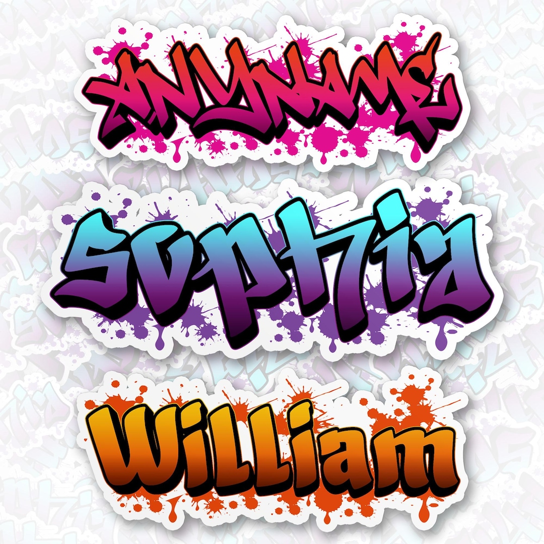 Custom Graffiti Name Decal Sticker, Personalized Graffiti Wall Name ...
