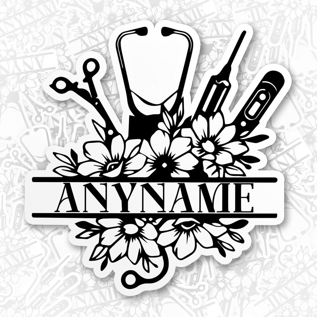 Custom Nurse Name Sticker, Personalized Nurse, Stethoscope RN, Doctor ...