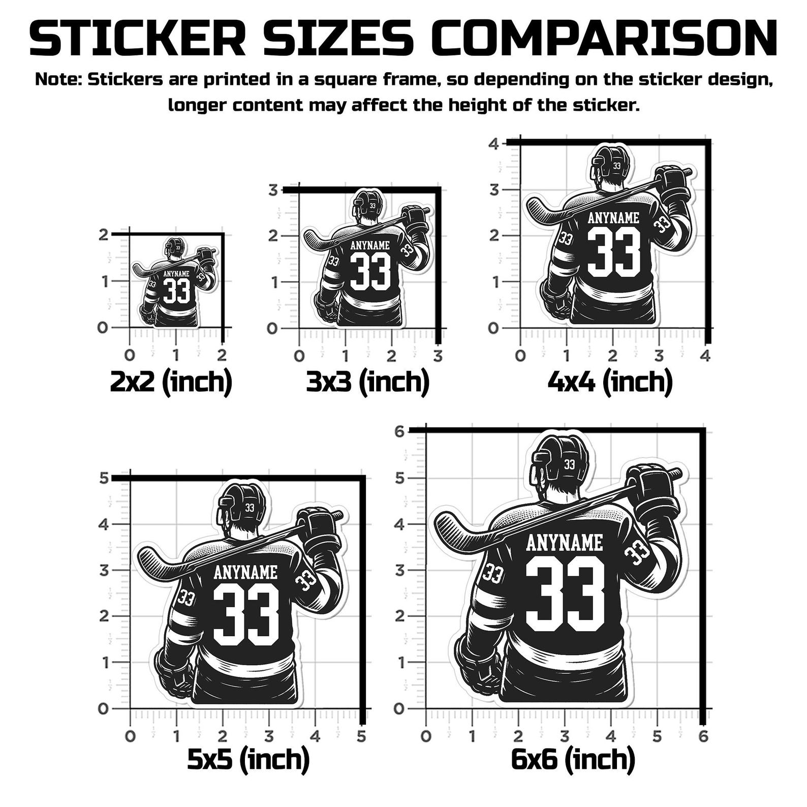 Custom Hockey Name Sticker, Player Backside Side Sticker, Personalized ...