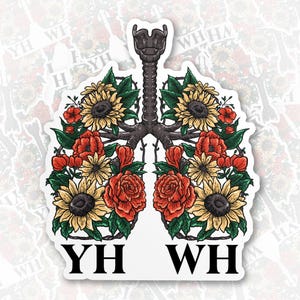 YHWH Sticker Floral Lung Sticker, YAHWEH Lung Sticker, Faith Sticker ...