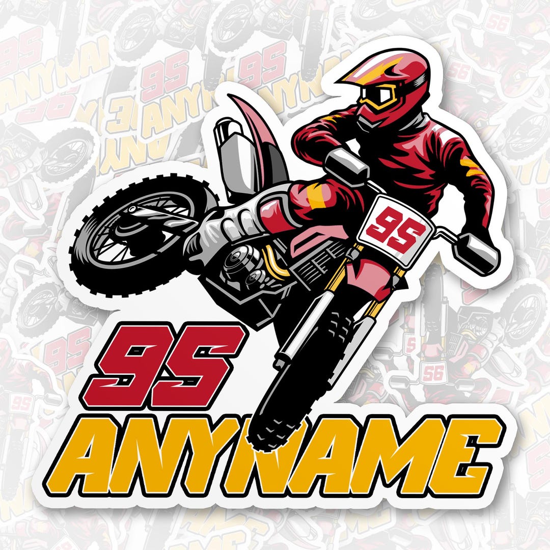 Custom Motocross Name and Number Decal Sticker, Personalized Racing ...