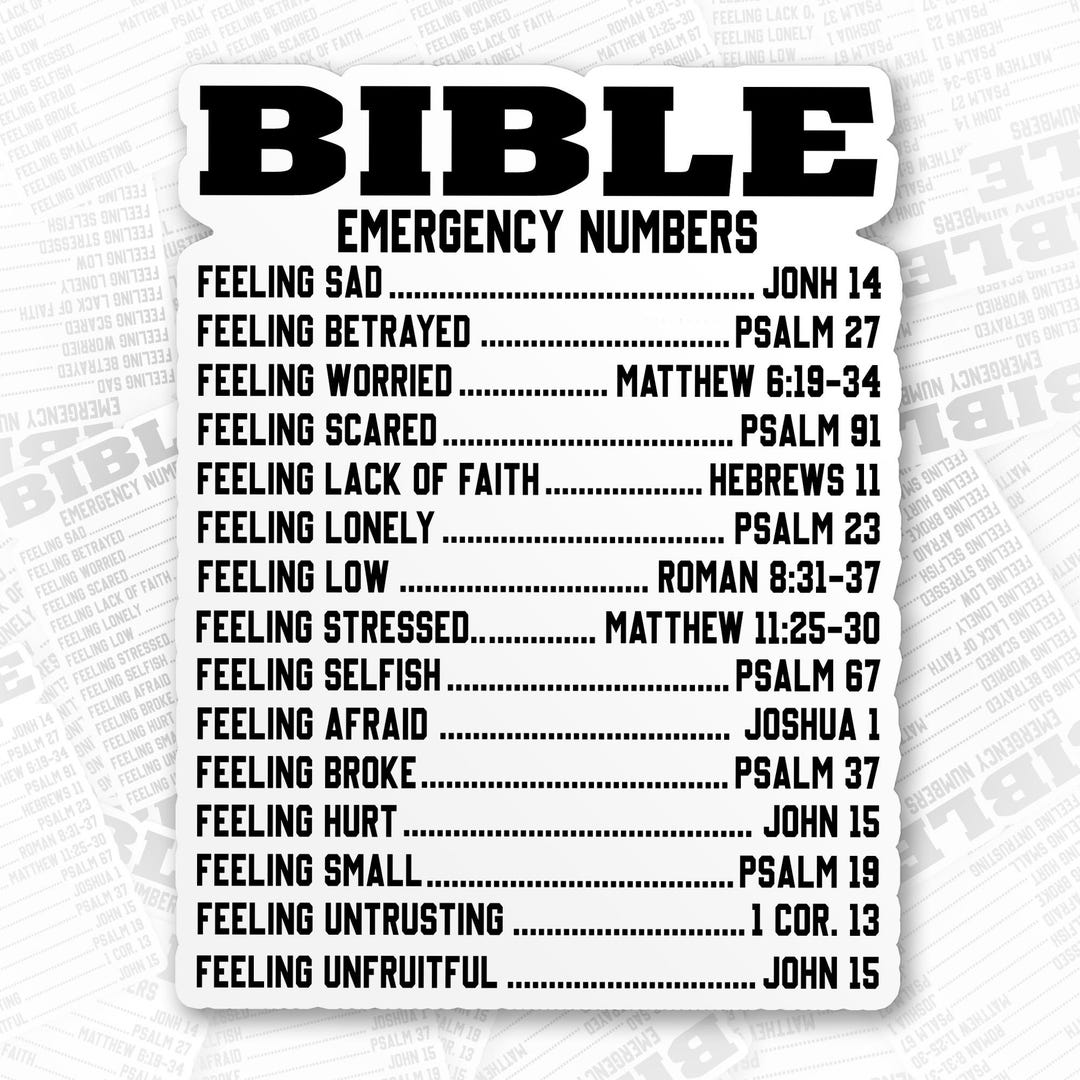 Bible Emergency Numbers Sticker, Catholic Christian Stickers, Religious ...