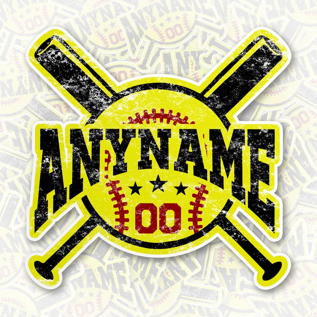 Custom Softball Name Sticker, Personalized Softball Baseball Name ...