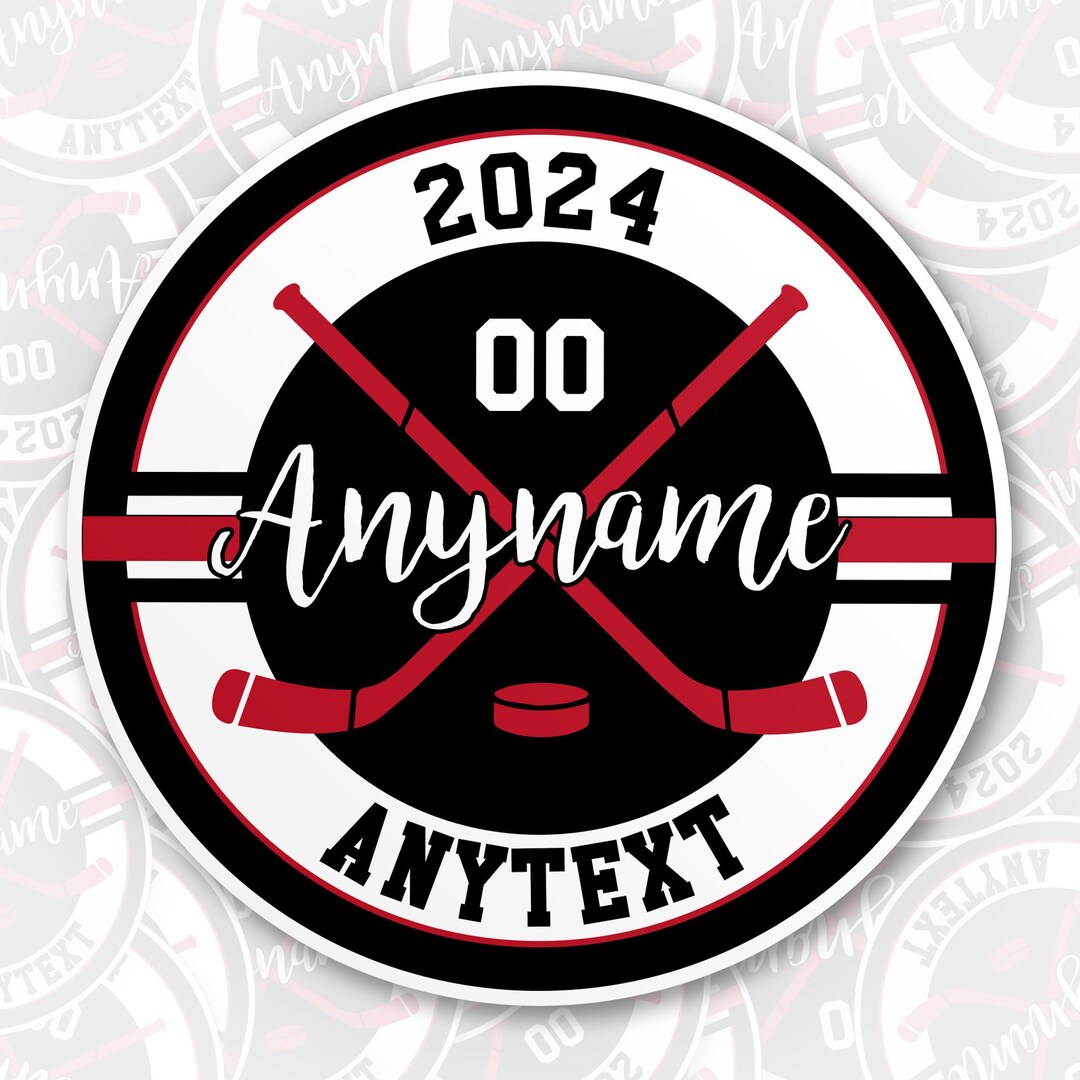 Custom Hockey Sticker, Personalized Ice Hockey Name, Number Stickers ...