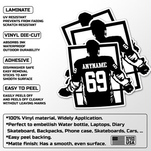 Custom Hockey Name Decal Sticker, Personalized Hockey Name Number ...
