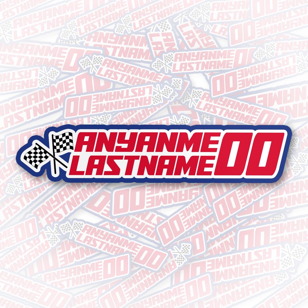 Custom Racing Decal Sticker, Personalized Name, Number Racing With Flag ...