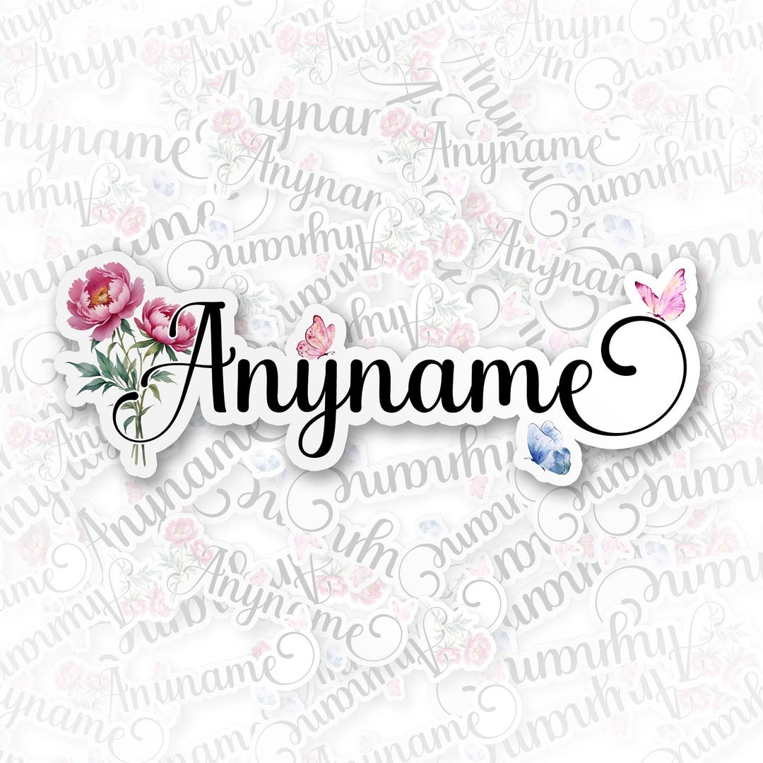 Personalized Name Flower Sticker Decal Sticker, Custom Name Stickers ...