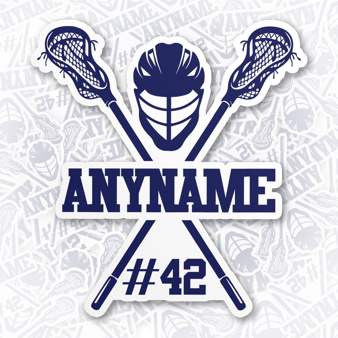 Personalized Lacrosse Sports Sticker, Custom Name and Number Lacrosse ...